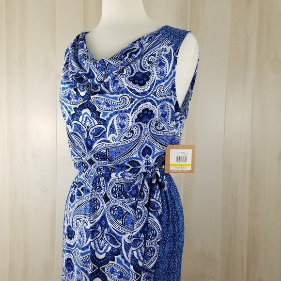 Ellen Tracy | Dresses | Ellen Tracy Provence Lapis Drape Neck Maxi ...